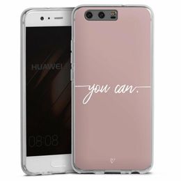 DeinDesign Handyhülle Spruch Sprüche Motivation You Can, Huawei P10 Silikon Hülle Bumper Case Handy Schutzhülle, weiß, transparent