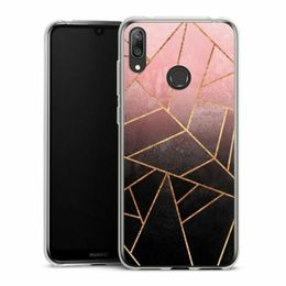 DeinDesign Handyhülle Farbverlauf Geometric Gold & Kupfer Pink And Black Stone Gold Print, Huawei Y7 (2019) Silikon Hülle Bumper Case Handy Schutzhüll