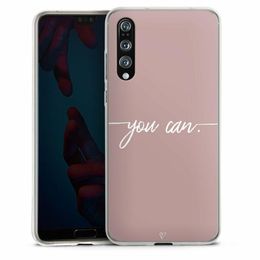 DeinDesign Handyhülle Spruch Sprüche Motivation You Can, Huawei P20 Pro Silikon Hülle Bumper Case Handy Schutzhülle, weiß, transparent