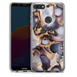 DeinDesign Handyhülle Marmor Elisabeth Fredriksson Farbverlauf Dreamy Ink Grey Gold Print, Huawei Y7 (2018) Silikon Hülle Bumper Case Handy Schutzhüll