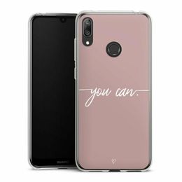 DeinDesign Handyhülle Spruch Sprüche Motivation You Can, Huawei Y7 (2019) Silikon Hülle Bumper Case Handy Schutzhülle, weiß, transparent