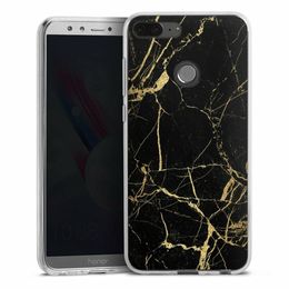 DeinDesign Handyhülle Marmor schwarz Muster BlackGoldMarble Look, Huawei Honor 9 Lite Silikon Hülle Bumper Case Handy Schutzhülle, weiß, transparent