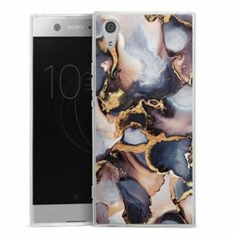 DeinDesign Handyhülle Marmor Elisabeth Fredriksson Farbverlauf Dreamy Ink Grey Gold Print, Sony Xperia XA 1 Silikon Hülle Bumper Case Handy Schutzhüll
