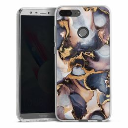 DeinDesign Handyhülle Marmor Elisabeth Fredriksson Farbverlauf Dreamy Ink Grey Gold Print, Huawei Honor 9 Lite Silikon Hülle Bumper Case Handy Schutzh