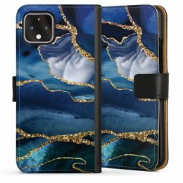 DeinDesign Handyhülle Blue Marble Gold Glitter Look, Hülle, Handy Flip Case, Wallet Cover, Handytasche Leder Marmor Blau Gold & Kupfer, schwarz