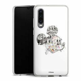 DeinDesign Handyhülle Mickey Mouse Offizielles Lizenzprodukt Disney Mickey Mouse - Collage, Huawei P30 Silikon Hülle Bumper Case Handy Schutzhülle