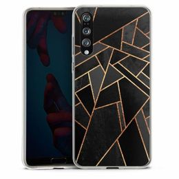 DeinDesign Handyhülle Dreiecke Muster Elisabeth Fredriksson Black Night Gold Print, Huawei P20 Pro Silikon Hülle Bumper Case Handy Schutzhülle, weiß