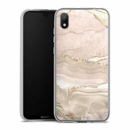 DeinDesign Handyhülle Glitzer Look Marmor Utart Rose Marble Dream Golden Stripes, Huawei Y5 (2019) Silikon Hülle Bumper Case Handy Schutzhülle, weiß