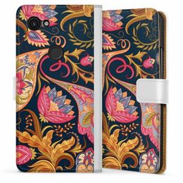 DeinDesign Handyhülle Muster Ornamente Mandala Floral Autumn 1, Google Pixel 3a Hülle Handy Flip Case Wallet Cover Handytasche Leder, weiß