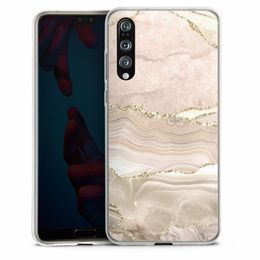 DeinDesign Handyhülle Glitzer Look Marmor Utart Rose Marble Dream Golden Stripes, Huawei P20 Pro Silikon Hülle Bumper Case Handy Schutzhülle, weiß
