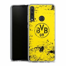DeinDesign Handyhülle Borussia Dortmund Offizielles Lizenzprodukt BVB BVB Destroyed Look, Huawei Y6p Silikon Hülle Bumper Case Handy Schutzhülle, weiß