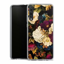 DeinDesign Handyhülle Vintage Blumen Muster Dark Vintage Flowers, Huawei Y6p Silikon Hülle Bumper Case Handy Schutzhülle, weiß, transparent