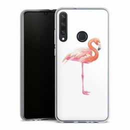 DeinDesign Handyhülle Flamingo Tiere Sommer Flamingo3, Huawei Y6p Silikon Hülle Bumper Case Handy Schutzhülle, weiß, transparent