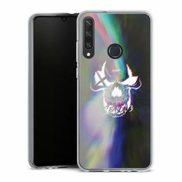 DeinDesign Handyhülle Totenkopf Moji Youtube Glitch Skull, Huawei Y6p Silikon Hülle Bumper Case Handy Schutzhülle, weiß, transparent
