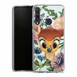 DeinDesign Handyhülle Disney Blumen Bambi Bloomy Bambi, Huawei Y6p Silikon Hülle Bumper Case Handy Schutzhülle, weiß, transparent