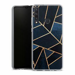 DeinDesign Handyhülle Elisabeth Fredriksson Dreiecke Abstrakt Navy Stone Gold Print, Huawei Y6p Silikon Hülle Bumper Case Handy Schutzhülle, weiß