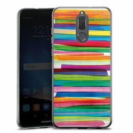DeinDesign Handyhülle Streifen Wasserfarbe bunt Colorful Stripes1, Huawei Mate 10 lite Silikon Hülle Bumper Case Handy Schutzhülle, weiß, transparent