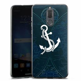 DeinDesign Handyhülle Anker Landkarte Segeln Sailors Style, Huawei Mate 10 lite Silikon Hülle Bumper Case Handy Schutzhülle, weiß, transparent