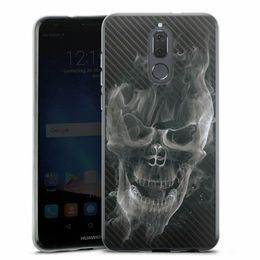 DeinDesign Handyhülle Totenkopf Schädel Carbon Smoke Skull Carbon, Huawei Mate 10 lite Silikon Hülle Bumper Case Handy Schutzhülle, weiß, transparent