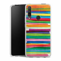 DeinDesign Handyhülle Streifen Wasserfarbe bunt Colorful Stripes1, Huawei Honor 9X Silikon Hülle Bumper Case Handy Schutzhülle, weiß, transparent