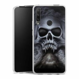 DeinDesign Handyhülle Totenkopf Schädel Trinity, Huawei Honor 9X Silikon Hülle Bumper Case Handy Schutzhülle, weiß, transparent