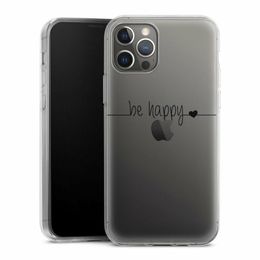 DeinDesign Handyhülle Statement Glück Motiv ohne Hintergrund be happy transparent, Apple iPhone 12 Pro Silikon Hülle Bumper Case Handy Schutzhülle