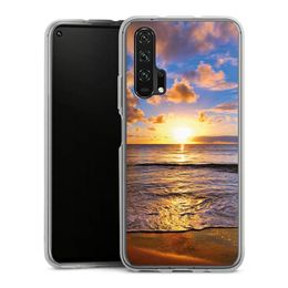 DeinDesign Handyhülle Meer Sonnenuntergang Strand Strand, Huawei Honor 20 Pro Silikon Hülle Bumper Case Handy Schutzhülle, weiß, transparent