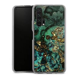 DeinDesign Handyhülle Marmor Glitzer Look Muster Cyan Glitter Marble Look, Huawei Honor 20 Pro Silikon Hülle Bumper Case Handy Schutzhülle, weiß
