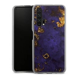 DeinDesign Handyhülle Marmor Gold Utart Blue and Golden Marble Look, Huawei Honor 20 Pro Silikon Hülle Bumper Case Handy Schutzhülle, weiß