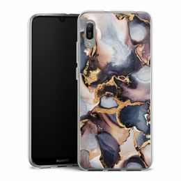 DeinDesign Handyhülle Marmor Elisabeth Fredriksson Farbverlauf Dreamy Ink Grey Gold Print, Huawei Y6 (2019) Silikon Hülle Bumper Case Handy Schutzhüll