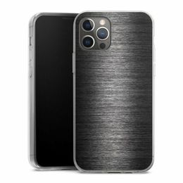 DeinDesign Handyhülle Metallic Look Metal Anthrazit Metal Look - Anthrazit, Apple iPhone 12 Pro Silikon Hülle Bumper Case Handy Schutzhülle, weiß