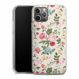 DeinDesign Handyhülle Vintage Ornamente Blumen Vintage Beauty, Apple iPhone 12 Pro Silikon Hülle Bumper Case Handy Schutzhülle, weiß, transparent