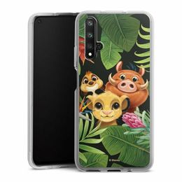DeinDesign Handyhülle Disney Simba Timon und Pumbaa Simbas Friends, Huawei Nova 5T Silikon Hülle Bumper Case Handy Schutzhülle, weiß, transparent