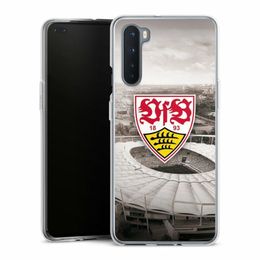 DeinDesign Handyhülle VfB Stuttgart Offizielles Lizenzprodukt Stadion VfB Stadion Grau, OnePlus Nord Silikon Hülle Bumper Case Handy Schutzhülle, weiß