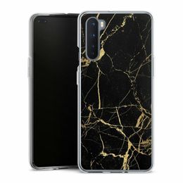 DeinDesign Handyhülle Marmor schwarz Muster BlackGoldMarble Look, OnePlus Nord Silikon Hülle Bumper Case Handy Schutzhülle, weiß, transparent
