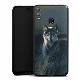 DeinDesign Handyhülle Wolf Natur Malerei Wolf 2, Huawei Honor 8X Silikon Hülle Bumper Case Handy Schutzhülle, schwarz
