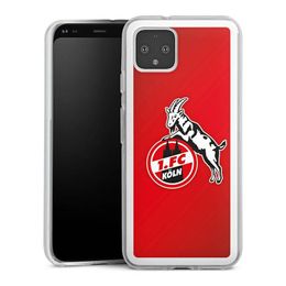 DeinDesign Handyhülle 1. FC Köln Offizielles Lizenzprodukt EffZeh 1. FC Köln rot, Google Pixel 4 Silikon Hülle Bumper Case Handy Schutzhülle, weiß