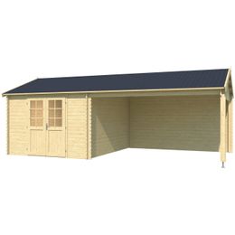 Lasita Maja Gartenhaus El Paso, Naturbelassen, BxT: 700x417 cm, (Set), mit Anbau, beige