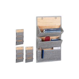 Relaxdays Organizer 4 x Wandorganizer Bambus 3 Fächer