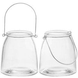 buttinette Glas-Windlichter mit Bügel, 13 cm, 11,5 cm Ø, 2 Stück