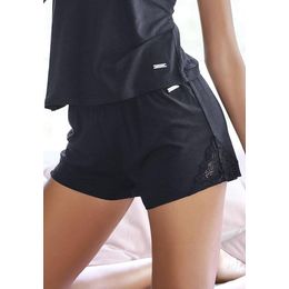 Lascana Shorts schwarz Gr. 32/34 für Damen. Mit Spitze. Basic. Nachhaltig.