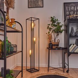 hofstein Woden Stehleuchte Messing, Schwarz, 3-flammig