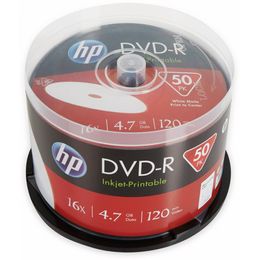 HP DVD-R 4.7GB, 120Min, 16x, Cakebox, 50 CDs, bedruckbar