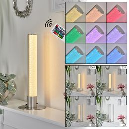 hofstein Flaut Tischleuchte LED Nickel-Matt, 1-flammig, Fernbedienung, Farbwechsler