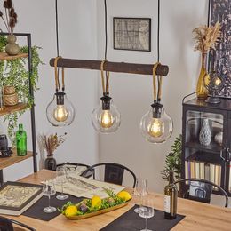 hofstein Landrienne Pendelleuchte Braun, Naturfarben, Schwarz, 3-flammig