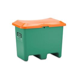CEMO Streugutbeh&auml;lter GFK - PLUS 3 ohne Entnahme&ouml;ffnung 200 Liter, mit Staplertaschen, Gr&uuml;n/Orange