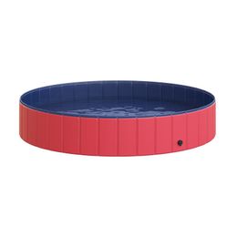 PawHut Hunde Swimmingpool mit Wasserablassventil (Farbe: rot, blau, Größe: 160 x 30 cm (ØxH))