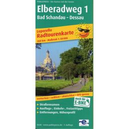 PublicPress Leporello Radtourenkarte Elberadweg, 23 Teilktn. - Leporello Radwanderkarte, Karte (im Sinne von Landkarte)