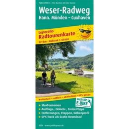 PublicPress Leporello Radtourenkarte Weser-Radweg, Hann. Münden - Cuxhaven, Karte (im Sinne von Landkarte)