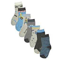 Sterntaler - Socken FAHRZEUGE & RAKETEN 7er-Pack in grau melange